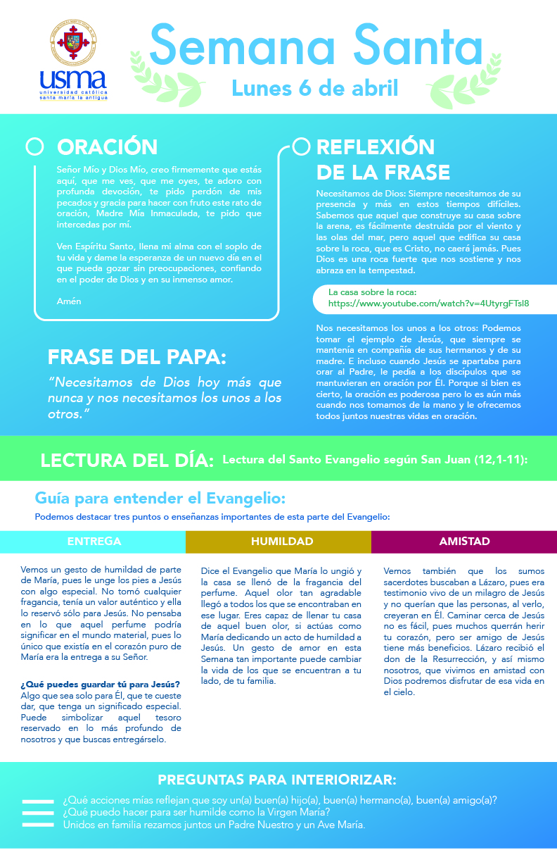 Oraciones y reflexiones de Semana Santa 2020 - Pastoral